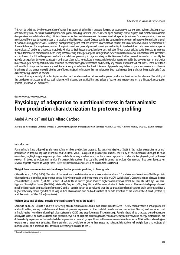 (PDF) Physiology of adaptation to nutritional stress in farm animals ...