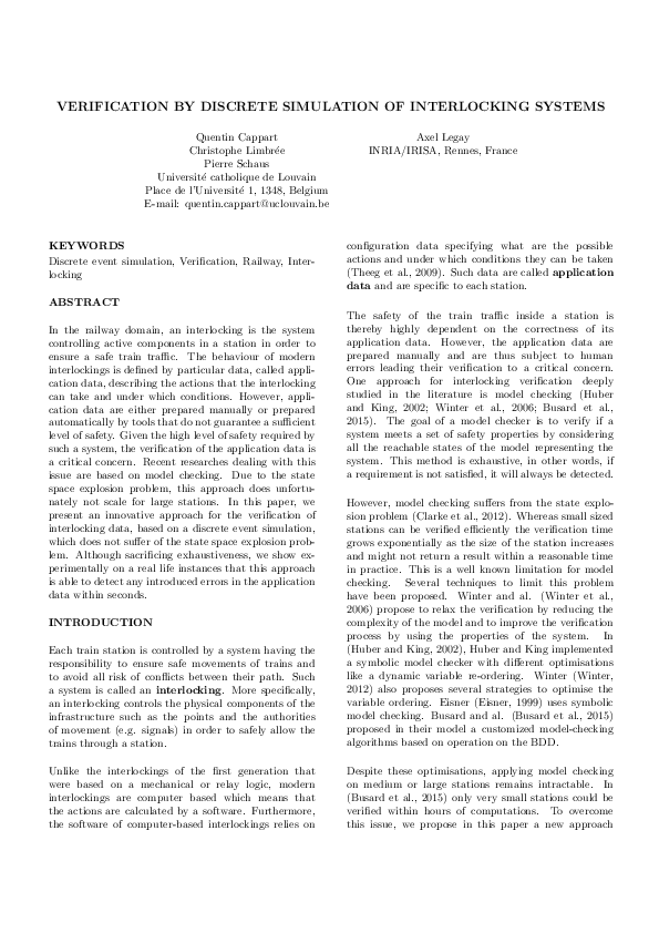 (PDF) Verification by discrete simulation of interlocking systems