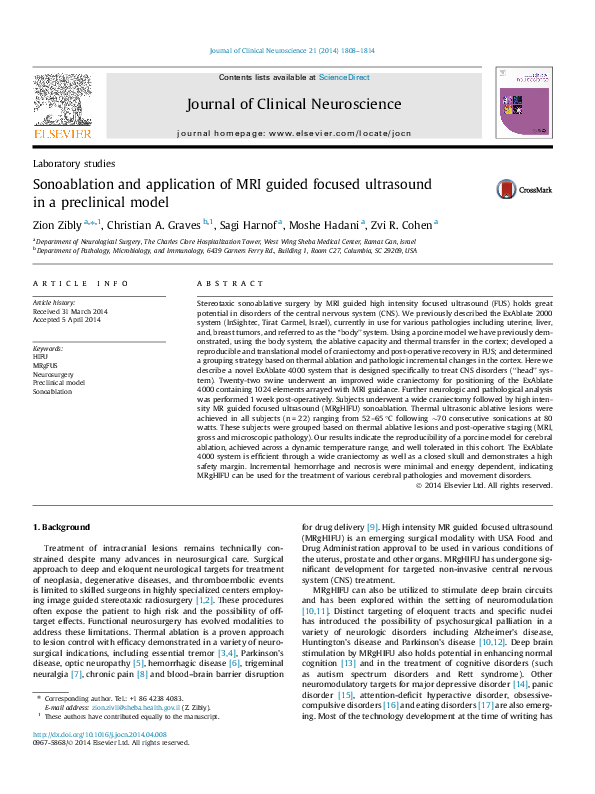 (PDF) Sonoablation and application of MRI guided focused ultrasound in ...