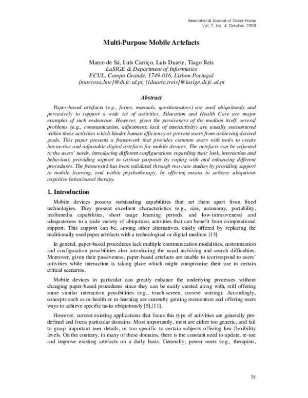 (PDF) Multi-Purpose Mobile Artefacts