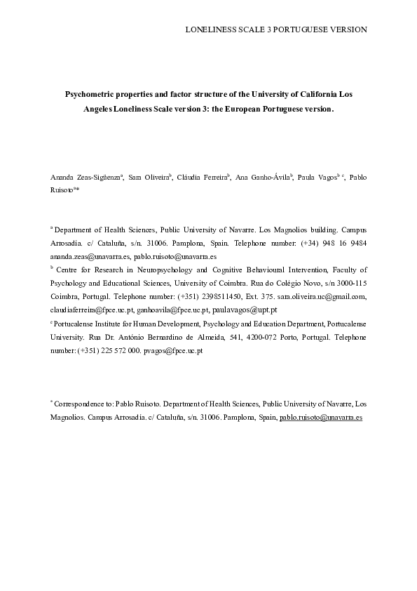 (PDF) Psychometric properties and factor structure of the University of California Los Angeles ...