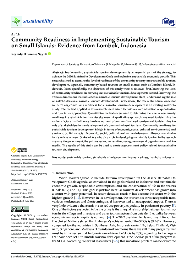 (PDF) Community Readiness for Sustainable Tourism in Lombok