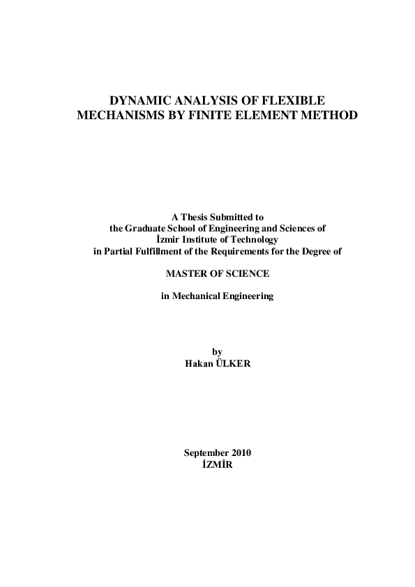 (PDF) Dynamic analysis of flexible mechanisms by finite element method