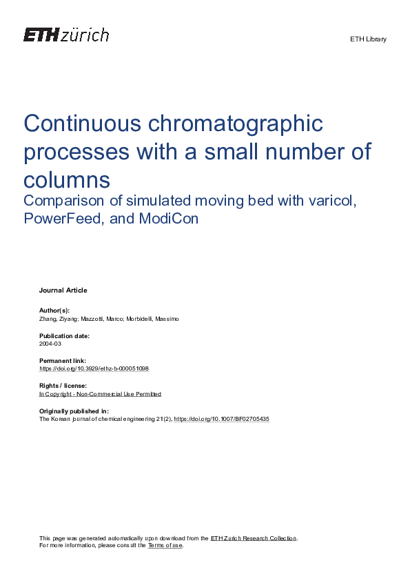 (PDF) Continuous chromatographic processes with a small number of columns: Comparison of ...