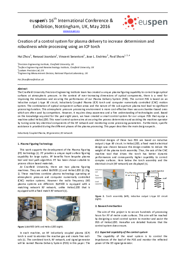 (PDF) Creation of a control system for plasma delivery to increase ...