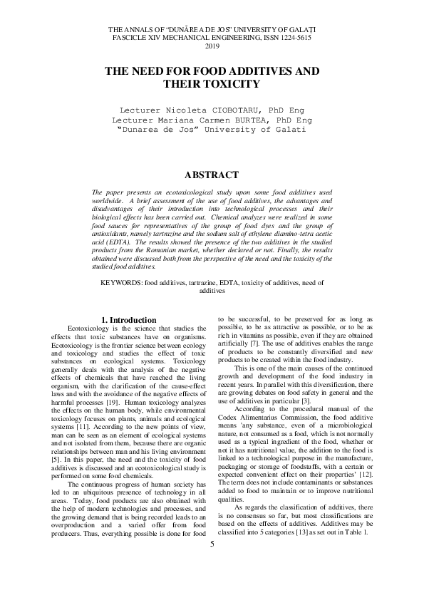 (PDF) The need for food additives and their toxicity