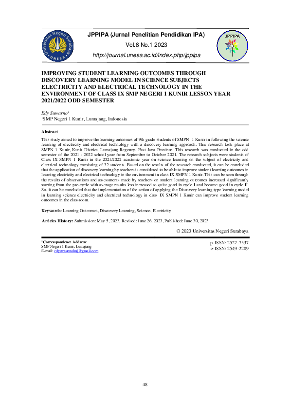 (PDF) Improving Student Learning Outcomes Through Discovery Learning ...