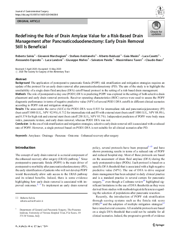 (PDF) Redefining the Role of Drain Amylase Value for a Risk-Based Drain ...
