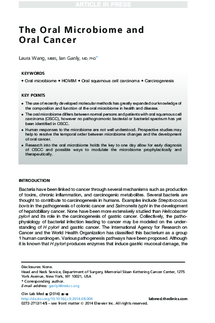 (PDF) Oral Microbiome and Oral Cancer