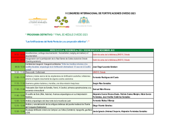 (PDF) PROGRAMA DEFINITIVO / * FINAL SCHEDULE OVIEDO 2023