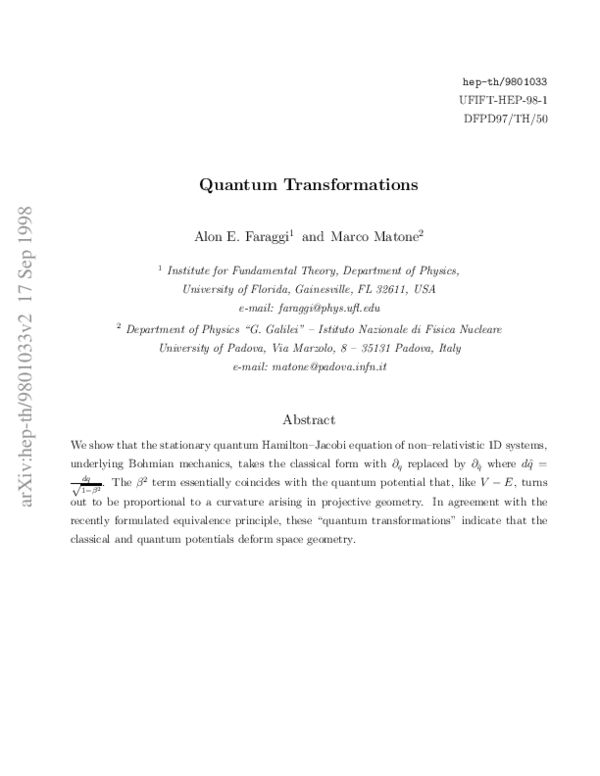 (PDF) Quantum transformations
