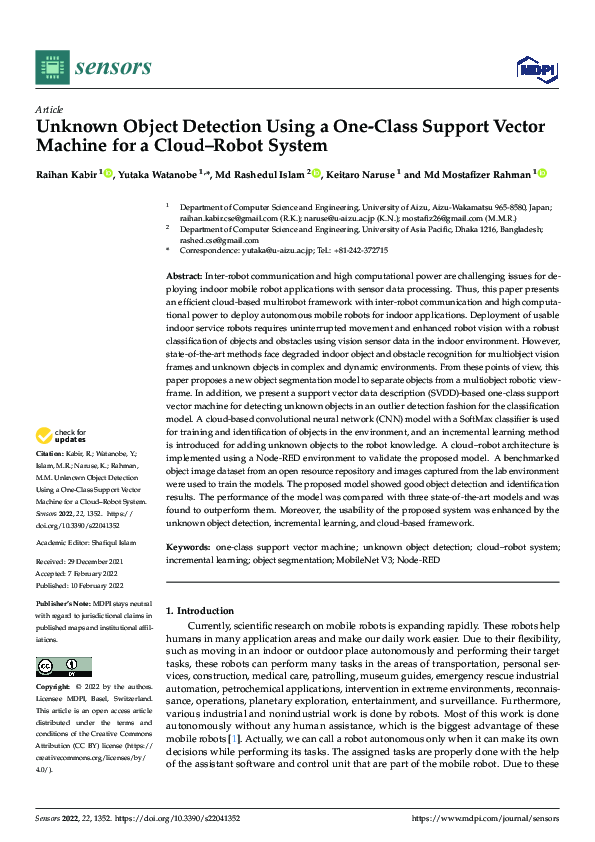 (PDF) Unknown Object Detection Using a One-Class Support Vector Machine ...