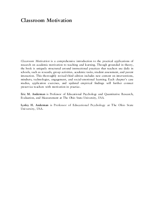 (PDF) Classroom Motivation