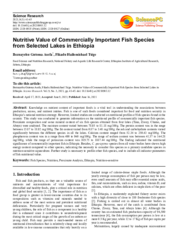 (PDF) Nutritive Value of Commercially Important Fish Species from ...