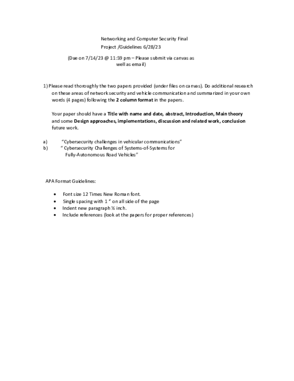 (PDF) Networking and Computer Security Final