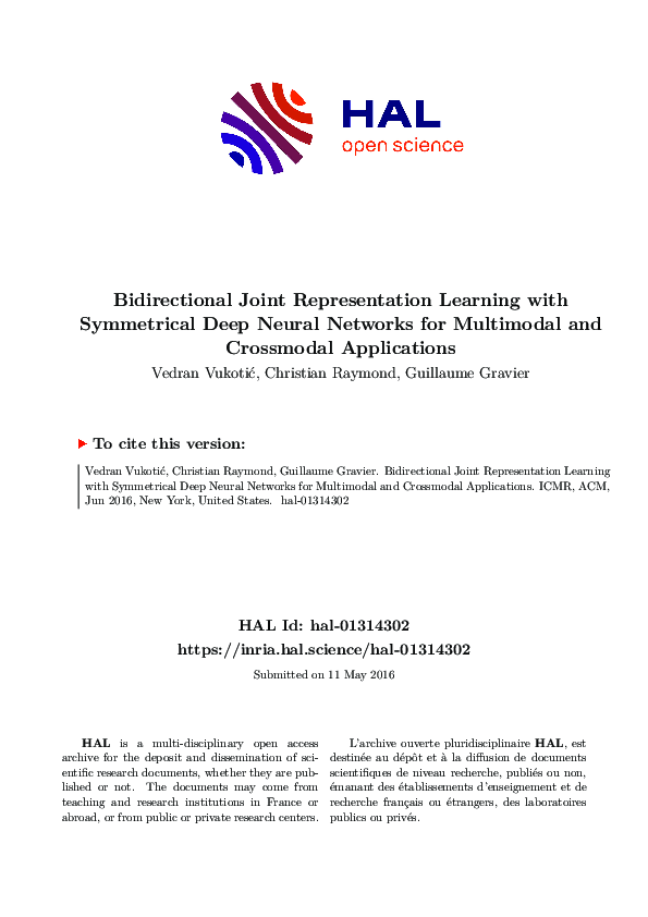 (PDF) Bidirectional Joint Representation Learning with Symmetrical Deep Neural Networks for ...