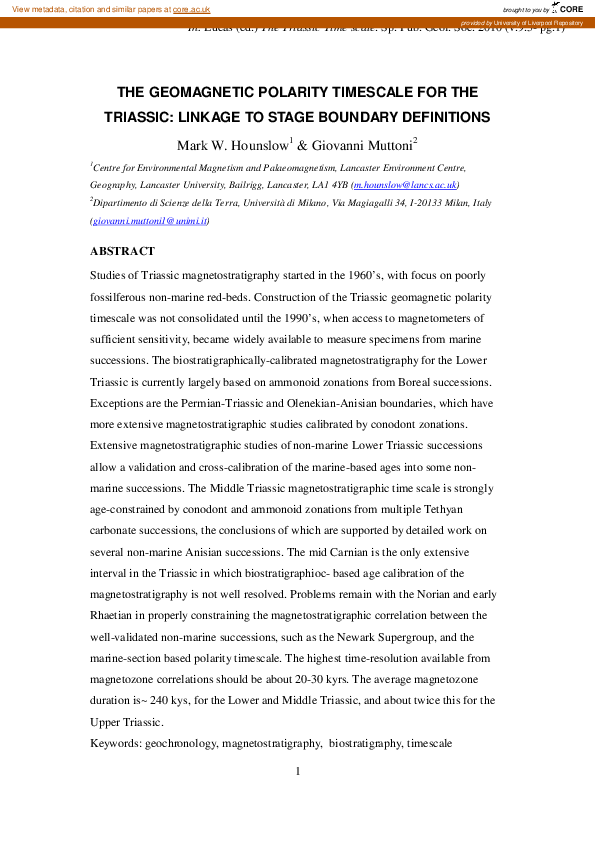 (PDF) The geomagnetic polarity timescale for the Triassic: linkage to ...