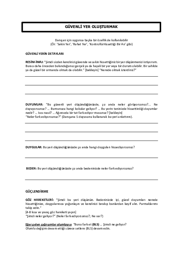 (PDF) EMDR GÜVENLİ YER ÇALIŞMASI emdr safe place exercise