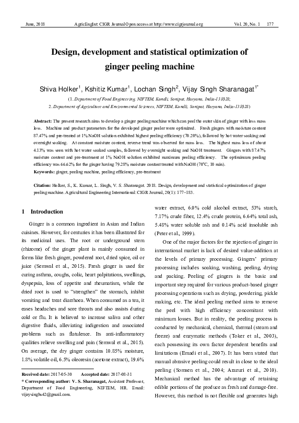 (PDF) Design, development and statistical optimization of ginger ...