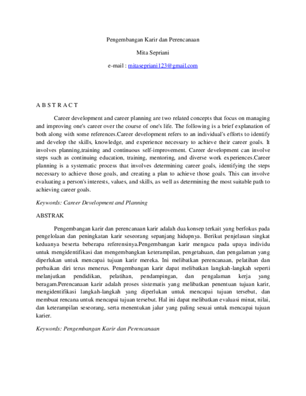(PDF) Pengembangan Karir dan Perencanaan