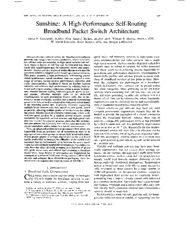 Pdf Sunshine A High Performance Self Routing Broadband Packet Switch Architecture