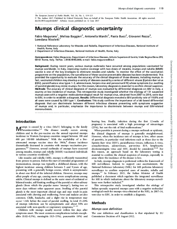 (PDF) Mumps clinical diagnostic uncertainty
