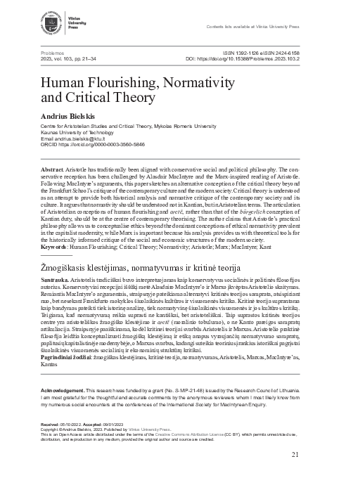 (PDF) Human Flourishing, Normativity and Critical Theory