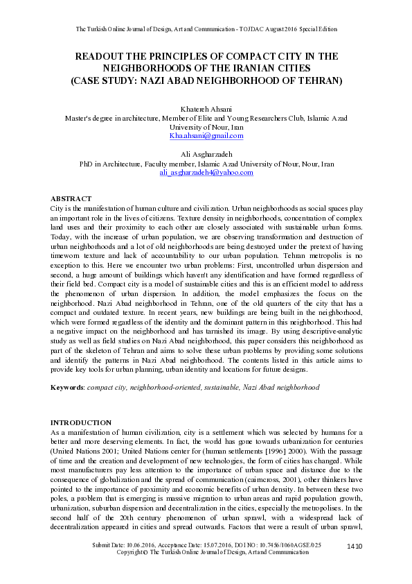 (PDF) Readout the Principles of Compact City in the Neighborhoods of ...