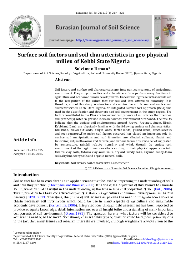 (PDF) Surface soil factors and soil characteristics in geo-physical ...