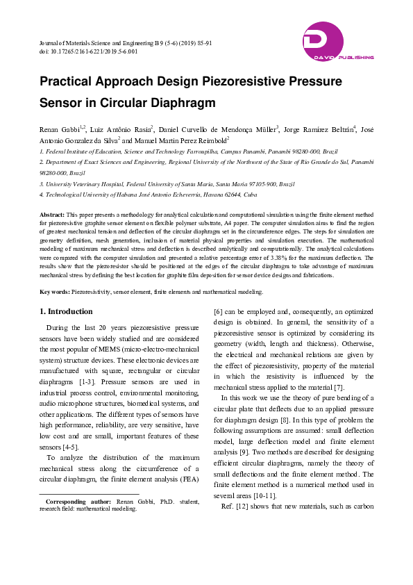 (PDF) Practical Approach Design Piezoresistive Pressure Sensor in Circular Diaphragm