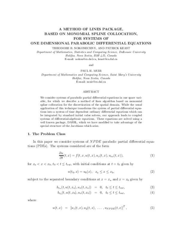Pdf A Method Of Lines Package Based On Monomial Spline Collocation