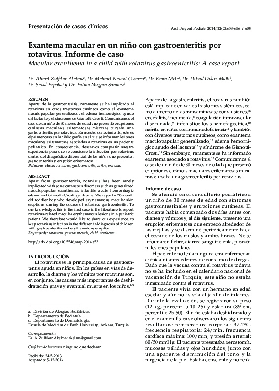 (PDF) Exantema macular en un niño con gastroenteritis por rotavirus ...