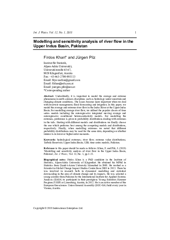 (PDF) Modelling and sensitivity analysis of river flow in the Upper ...