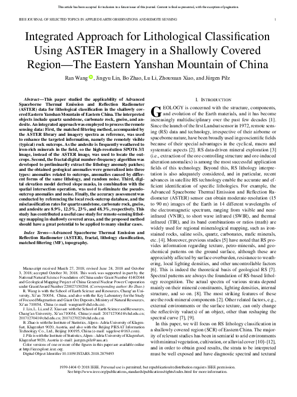(PDF) Integrated Approach for Lithological Classification Using ASTER ...