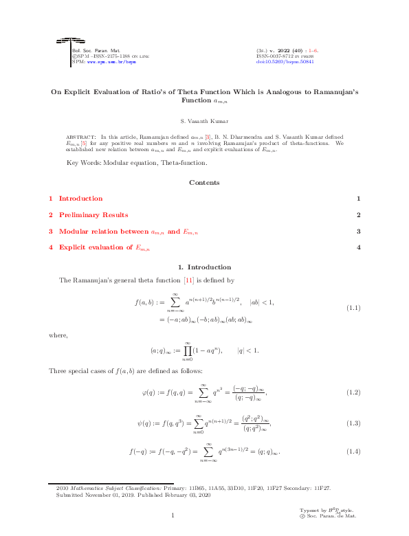 Pdf On Explicit Evaluation Of Ratios Of Theta Function Which Is Analogous To Ramanujans