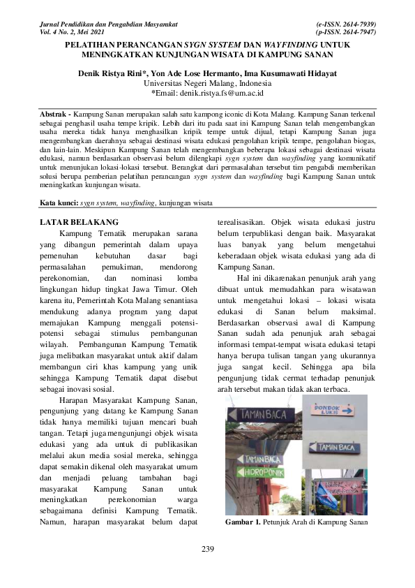 (PDF) Pelatihan Perancangan Sygn System Dan Wayfinding Untuk ...