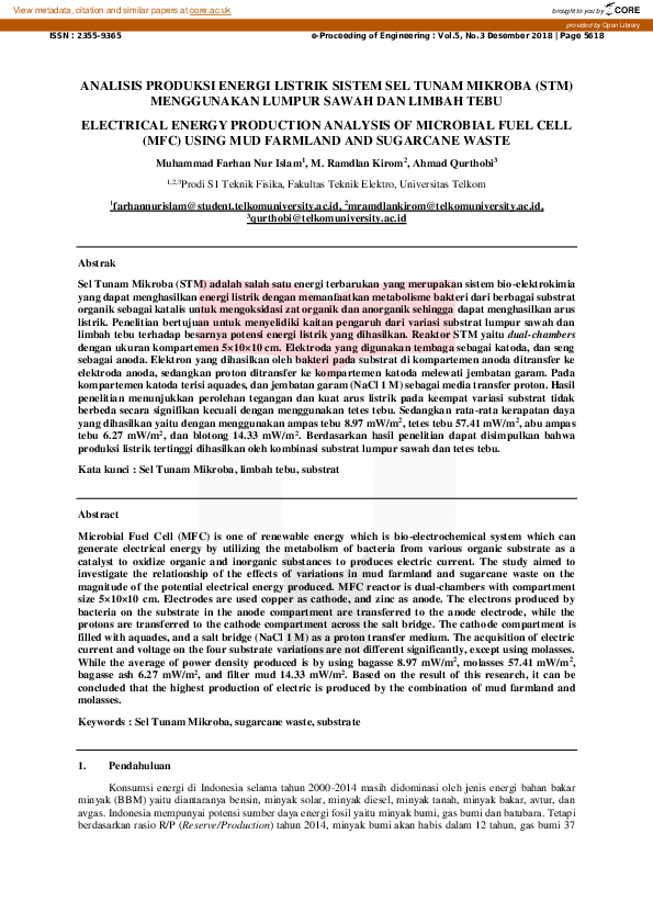 (PDF) Analisis Produksi Energi Listrik Sistem Sel Tunam Mikroba (stm ...