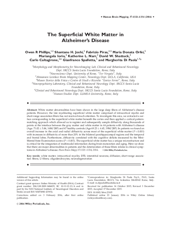(PDF) The superficial white matter in Alzheimer's disease
