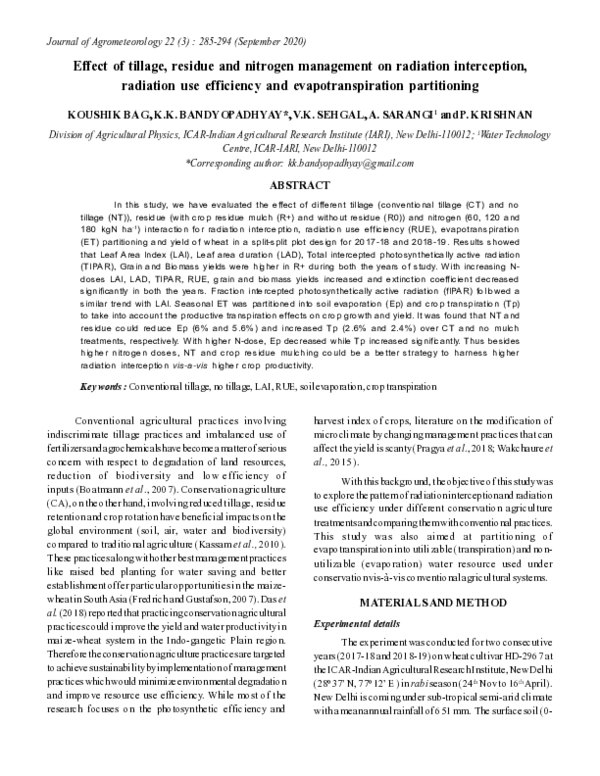 (PDF) Effect of tillage, residue and nitrogen management on soil physical properties, root ...