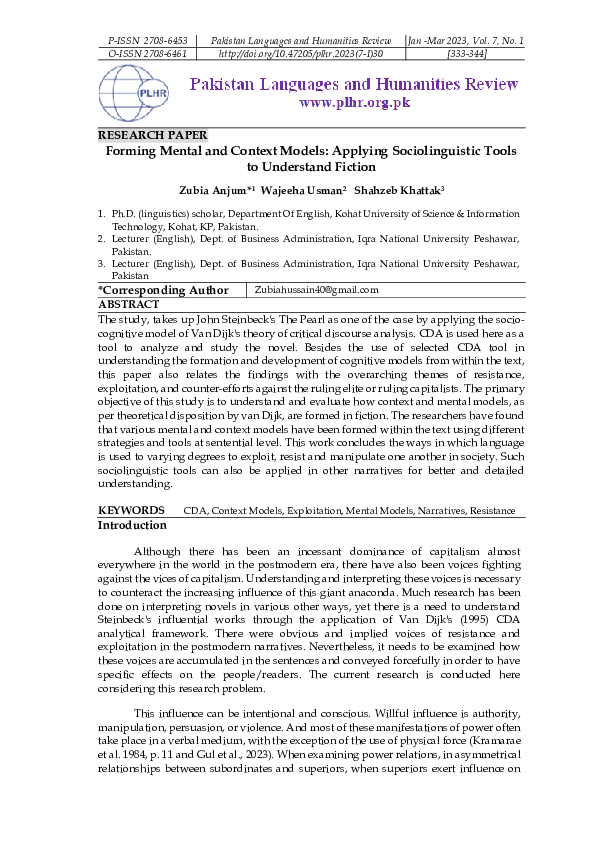 (PDF) .+Forming+Mental+and+Context+Models+Applying+Sociolinguistic+Tools+to+Understand+Fiction