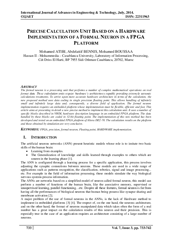 Precise Calculation Unit Based on a Hardware Implementation of a Formal ... Precise Calculation Unit Based on a Hardware Implementation of a Formal ...