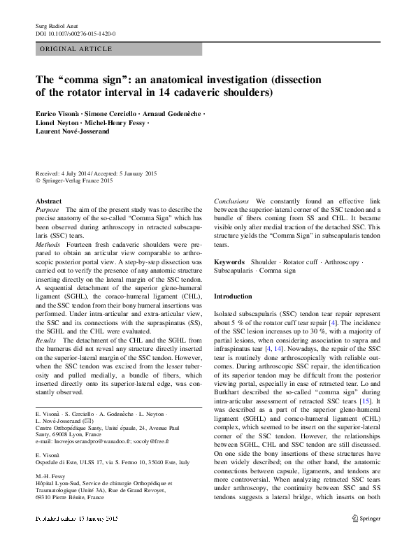 (PDF) The “comma sign”: an anatomical investigation (dissection of the ...