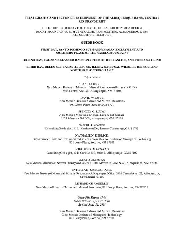 (PDF) Stratigraphy and tectonic development of the Albuquerque Basin ...