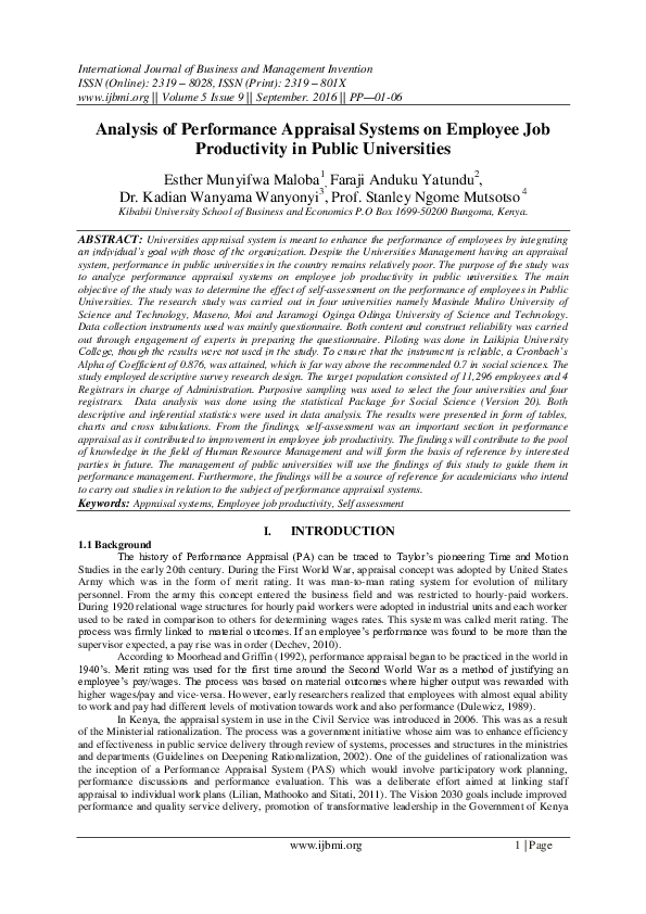 (PDF) Analysis of Performance Appraisal Systems on Employee Job ...