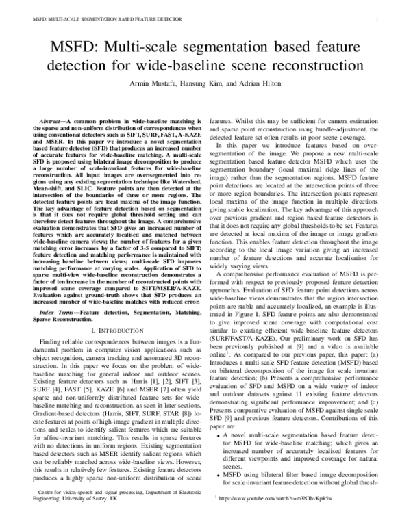 (PDF) MSFD: Multi-Scale Segmentation-Based Feature Detection for Wide-Baseline Scene Reconstruction