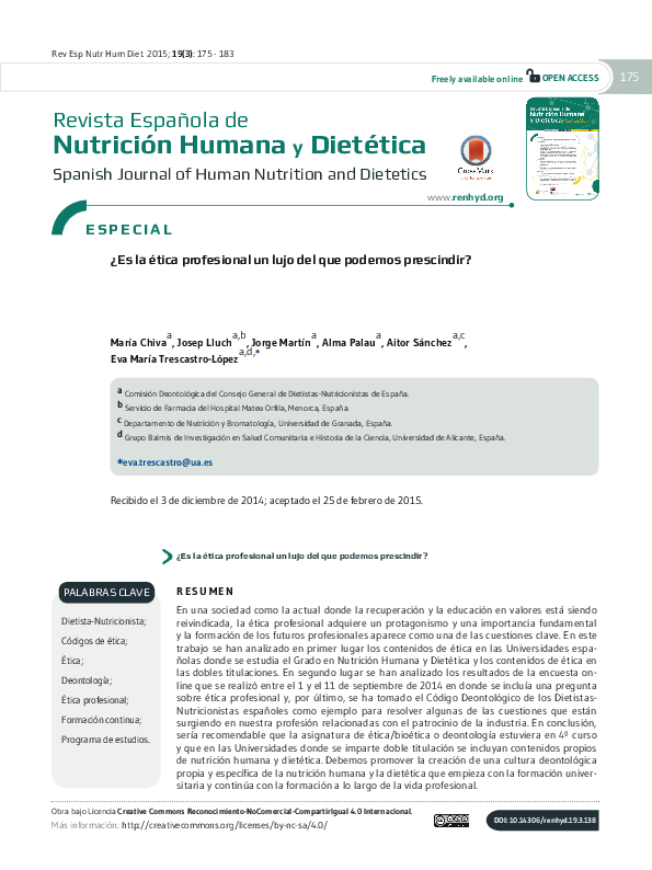 (PDF) ¿Es la ética profesional un lujo del que podemos prescindir?