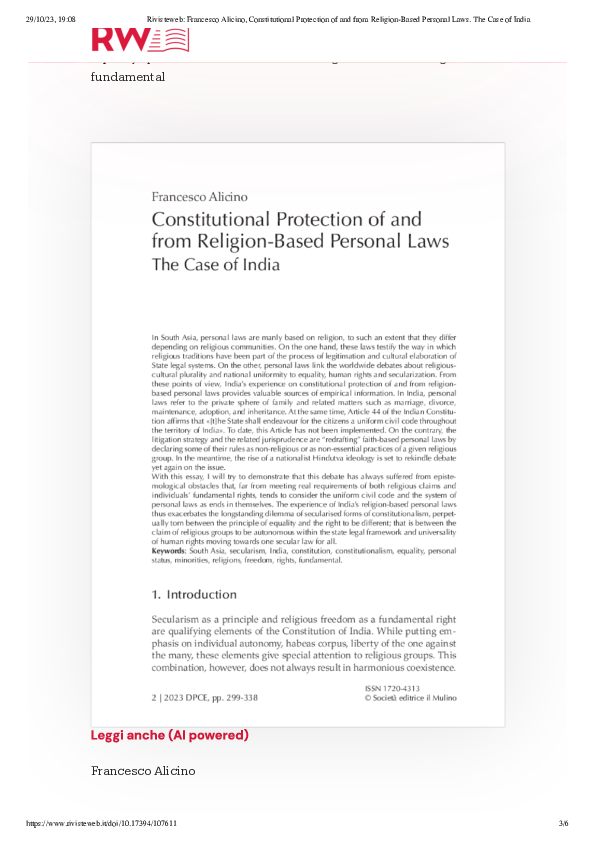 (PDF) Constitutional Protection of and from Religion-Based Personal ...