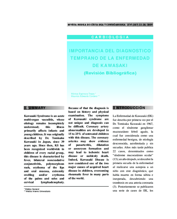 (PDF) Importancia del diagnostico temprano de la enfermedad de kawasaki