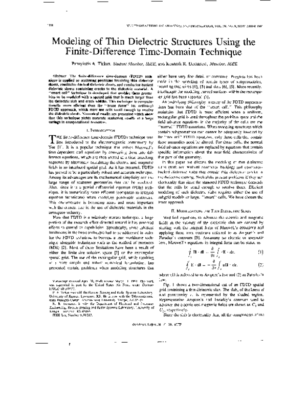 (PDF) Modeling of thin dielectric structures using the finite-difference time-domain technique