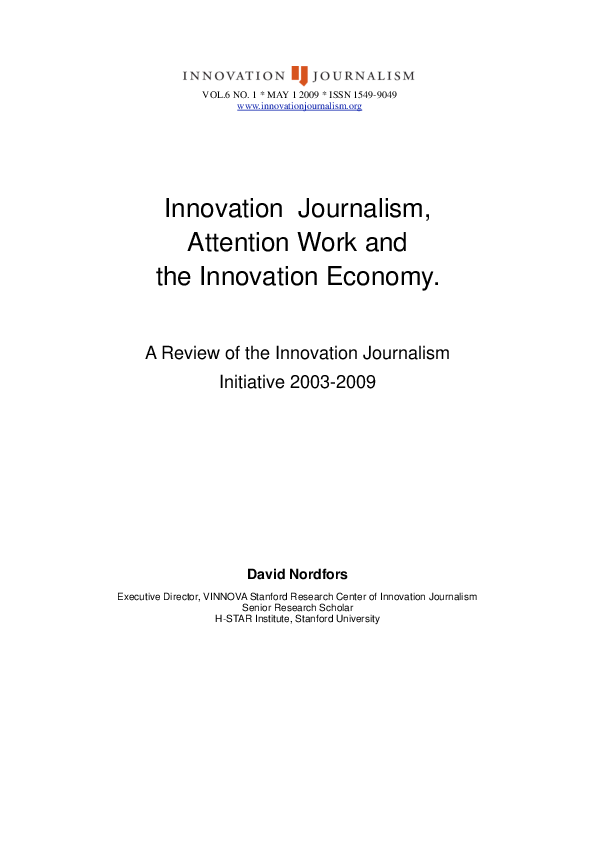 (PDF) Innovation Journalism, Attention Work and the Innovation Economy